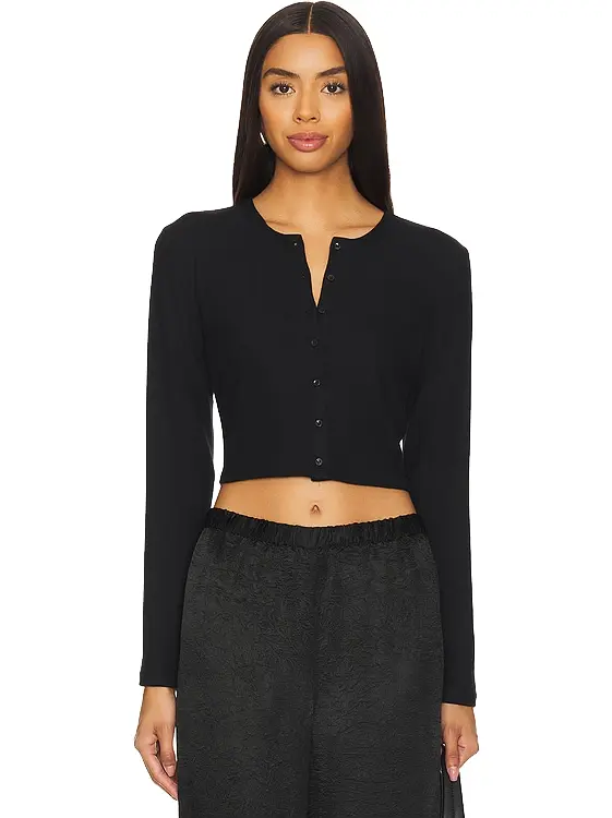LESET Lauren Crop Cardigan - Black