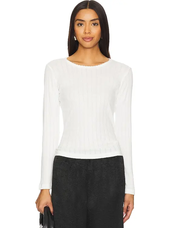 LESET Pointelle Long Sleeve - White