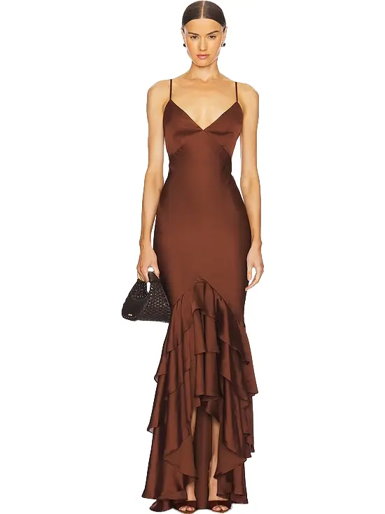 LOVERS AND FRIENDS Cleo Gown - Chocolate Brown
