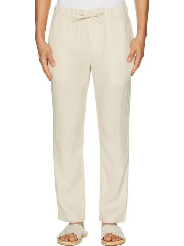 Frescobol Carioca Oscar Linen Chino Pant In Blue - Sand