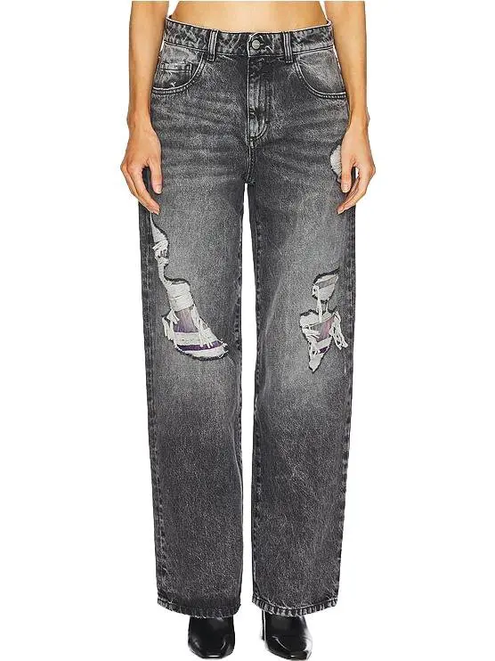 ICON DENIM LOS ANGELES Bea Daddy Wide Leg Jeans - Grey