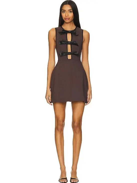 WeWoreWhat Piped Peplum Mini Dress - Brown