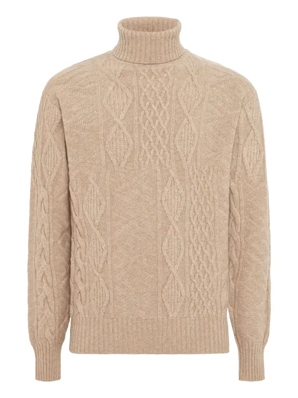 Boggi Milano Knit Polo Neck Sweater - Brown