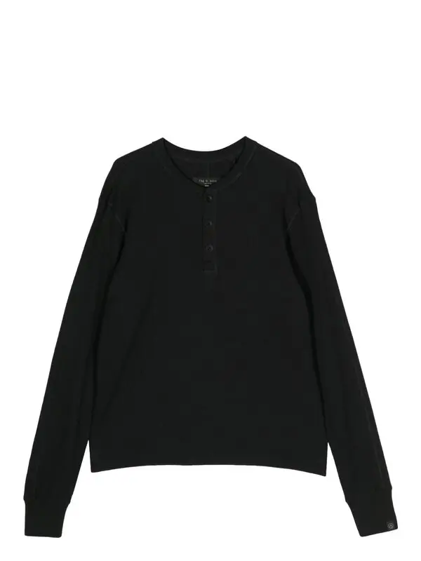 Rag & Bone Button-placket Long-sleeve T-shirt - Black