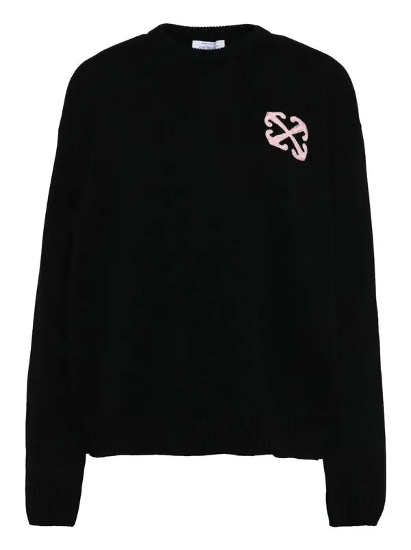 Off-White Wool-cashmere Blend Jumper With Arrows Motif - Black