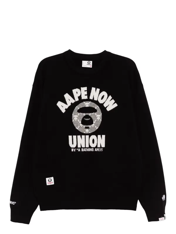 AAPE BY *A BATHING APE® Moonface Logo Crew-neck Jumper - Black