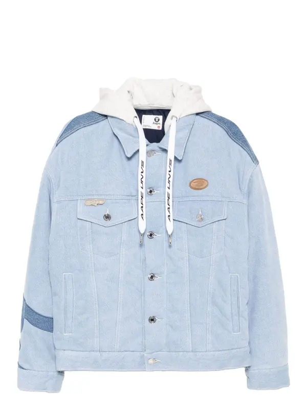 AAPE BY *A BATHING APE® Logo Patched Denim Jacket - Blue