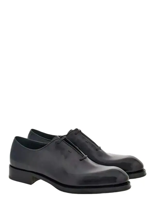 FERRAGAMO Polished Leather Oxford Shoes - Black