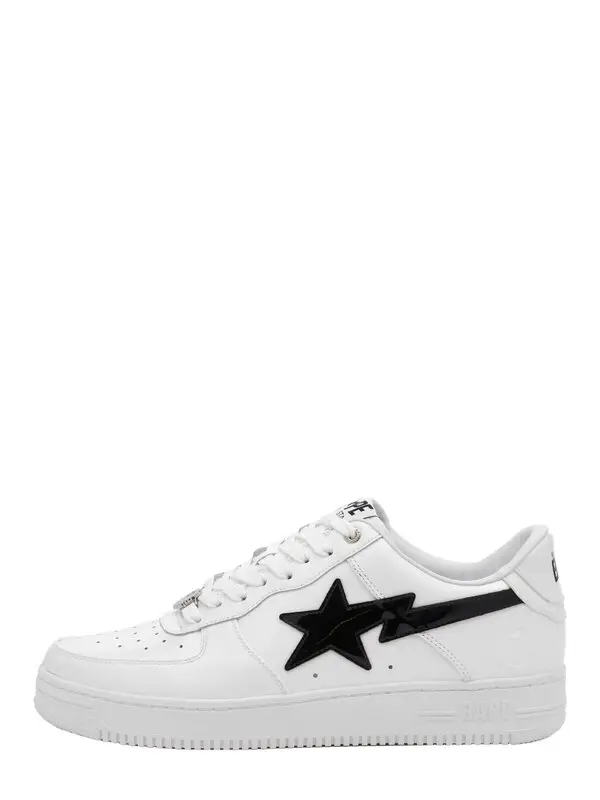 A BATHING APE Bape Sta Painted Leather Sneakers - White