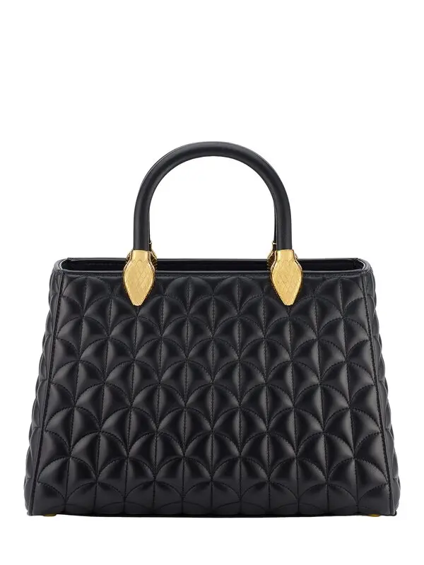 BVLGARI Leather Serpentine Duo Top-handle Bag - Black