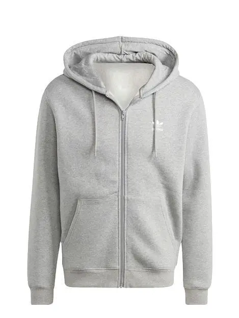 Adidas Trefoil Essentials Full-zip Hoodie - Medium Grey Heather
