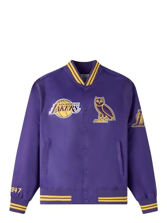 OVO X Nba Los Angeles Lakers Satin Varsity Jacket - Purple