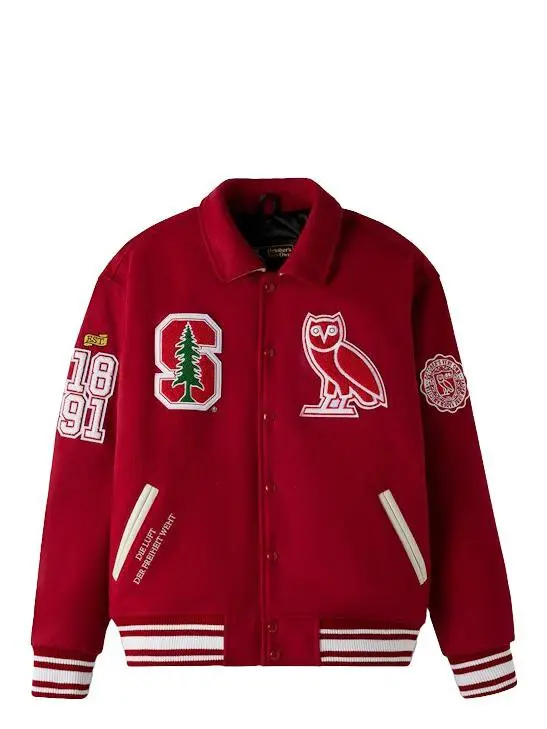 OVO X Stanford University Campus Varsity Jacket - Stanford Red