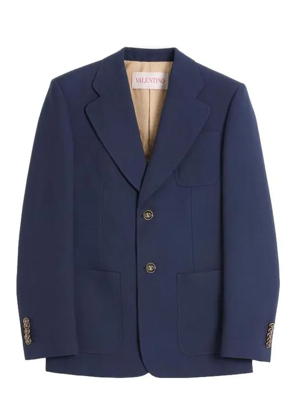 Valentino Garavani Single-breasted Wool Gabardine Jacket - Blue