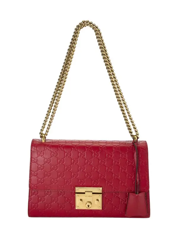 Gucci Padlock Guccissima Shoulder Bag - Red