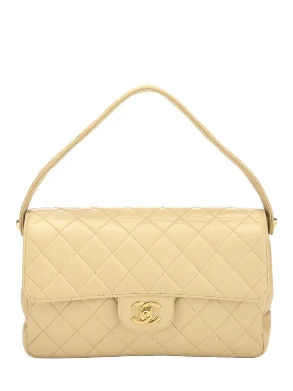 Chanel Quilted Lambskin Double Sided Flap Bag - Beige