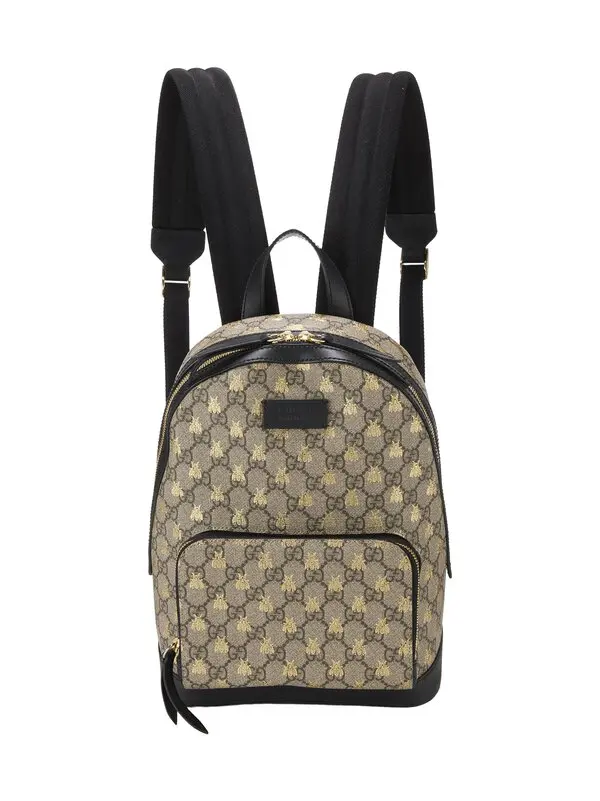 Gucci Gg Supreme Canvas Bee Backpack - Black