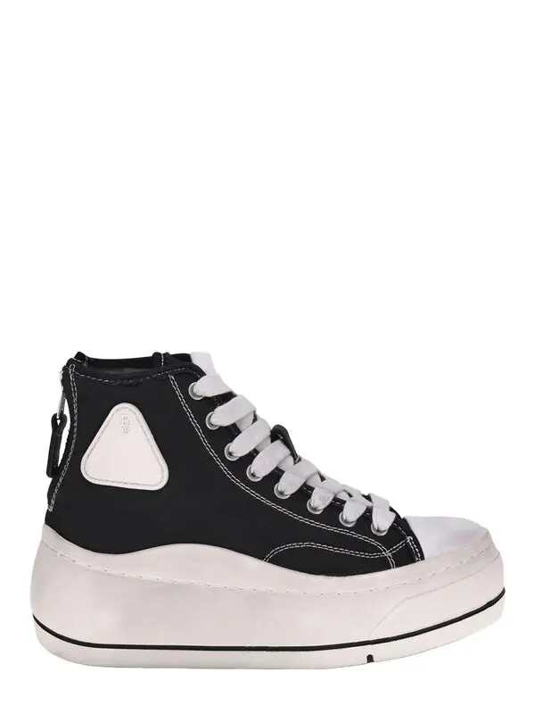 R13 Kurt Bi Canvas High-top Platform Sneakers With Back Zip - Black