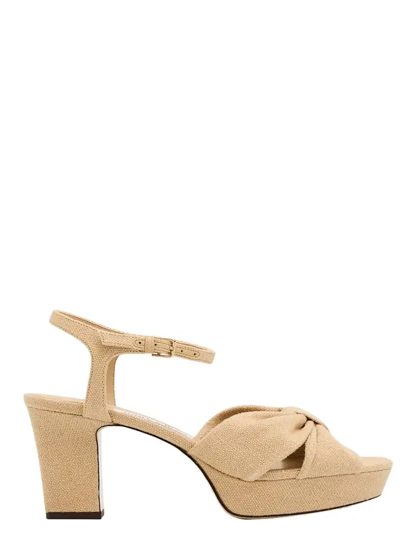 JIMMY CHOO Heloise Linen Platform Sandals - Ballet Pink