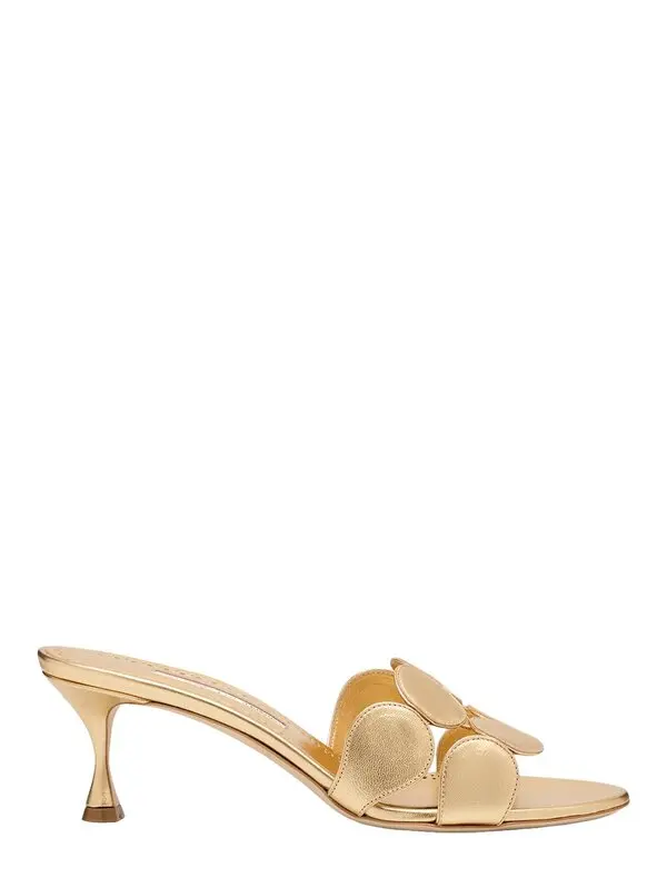 Manolo Blahnik Haribalmu Stiletto Slide Sandals - Gold