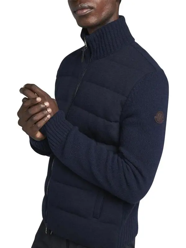 Moncler Wool-cashmere Padded Cardigan - Dkblue