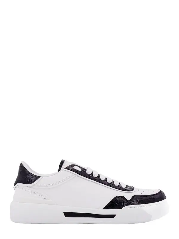 Dolce & Gabbana New Roma Sneakers With Crocodile Detail - White