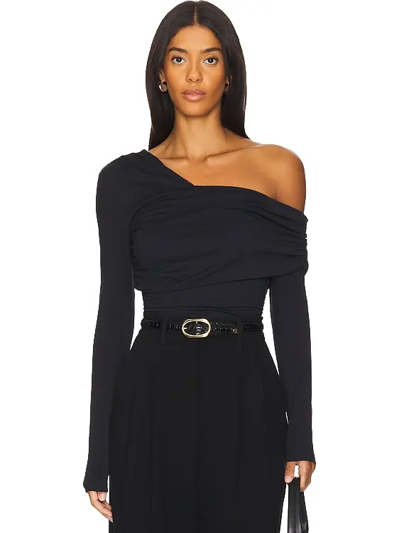 Susana Monaco One Shoulder Long Sleeve Top - Black