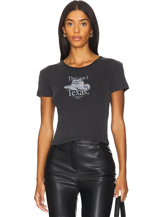 THE LAUNDRY ROOM This Ain't Texas Baby Rib Tee - Black Snow