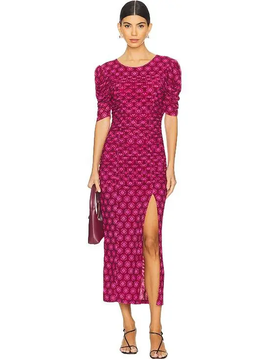 Free People Briella Midi Dress - Fuchsia Combo