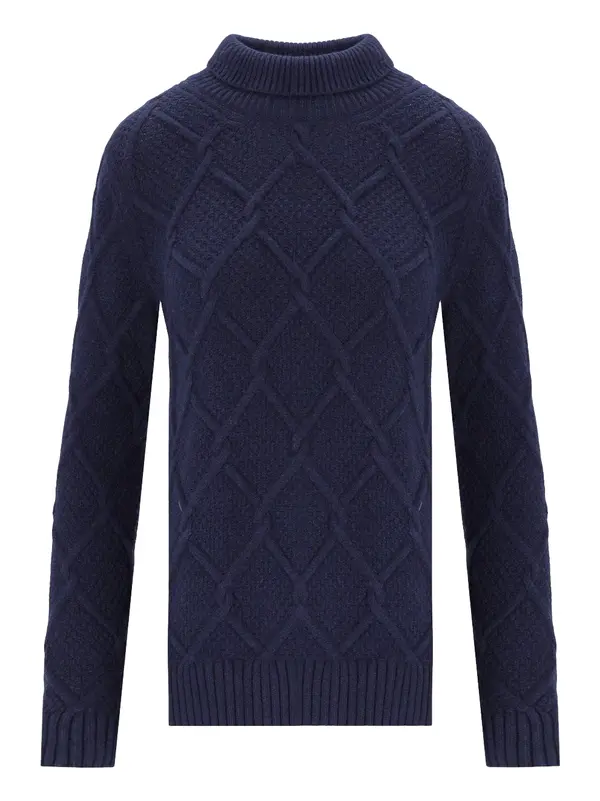 Barbour Burne Roll Turtleneck Jumper - Blue