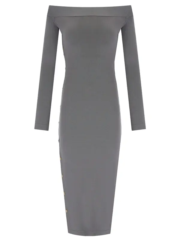 Elisabetta Franchi Steel Knitted Midi Dress - Grey