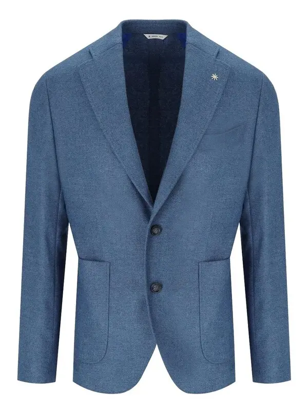 MANUEL RITZ Carta Da Zucchero Single Breasted Jacket - Blue