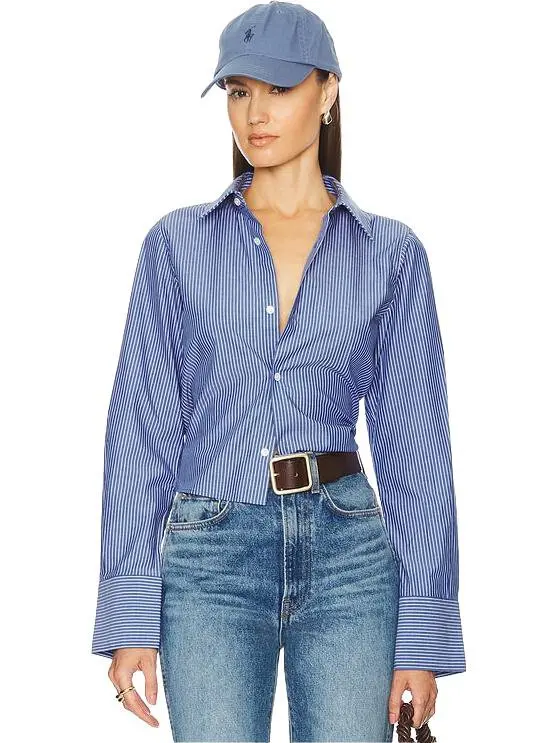 HELSA Pinstripe Fitted Shirt - Blue