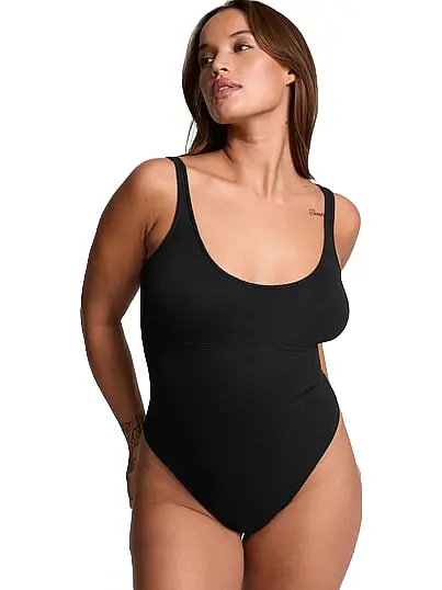 Victoria's Secret Luxe Crème Knit Plunge Bodysuit - Black