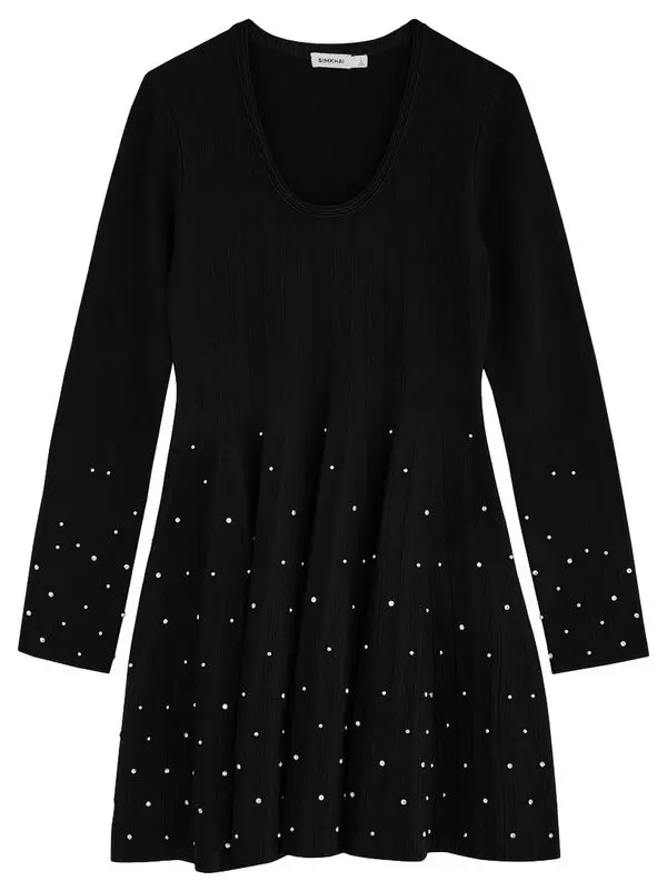 Simkhai Embellished Stretch-knit Mini Dress - Black