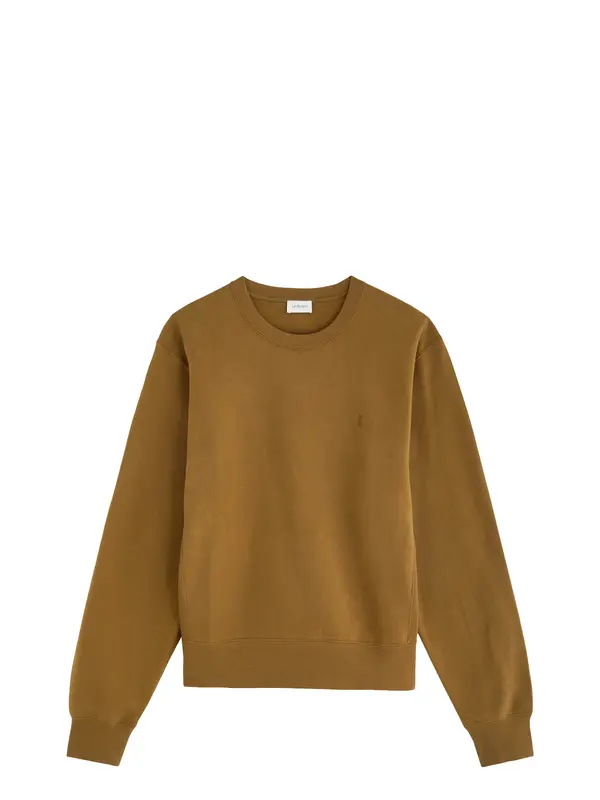 Saint Laurent Logo-embroidered Cotton Sweatshirt - Camel