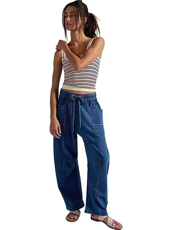 Free People Kaiden Barrel Pants - Sea Blue