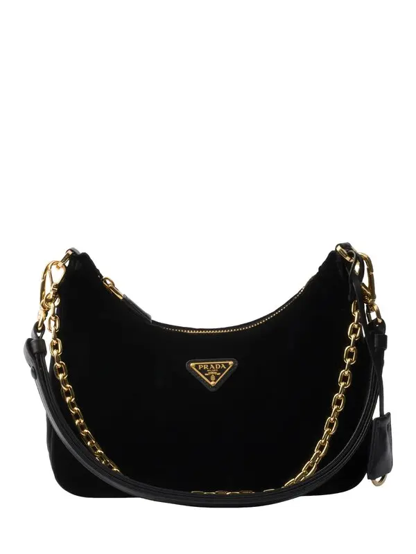 Prada Velvet Re-edition Shoulder Bag - Black
