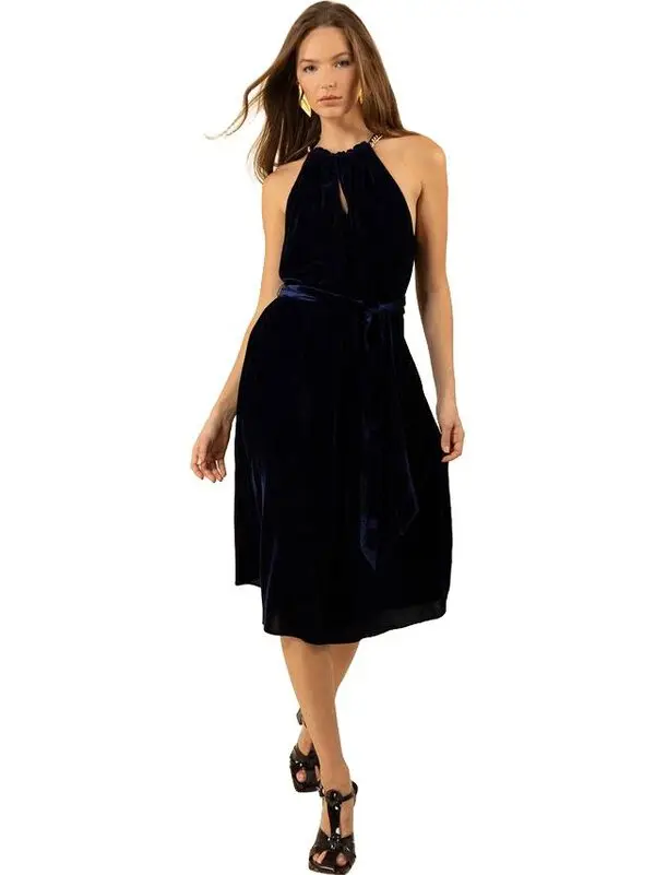 Hale Bob Meadow Velvet Halter Dress - Black