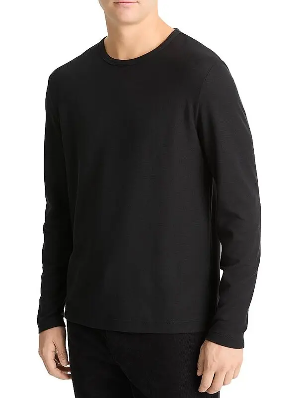 Vince Pima Pique Long Sleeve Tee - Black
