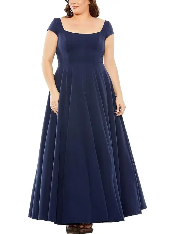Mac Duggal Plus Cap Sleeve Square Neck Ball Gown - Midnight