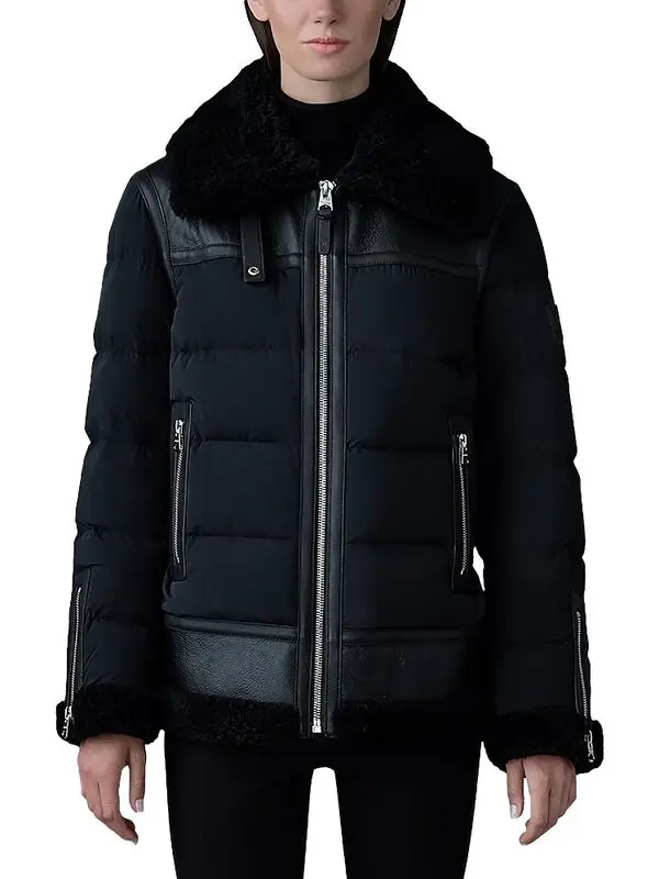 Mackage Vanna Shearling Down Jacket - Black