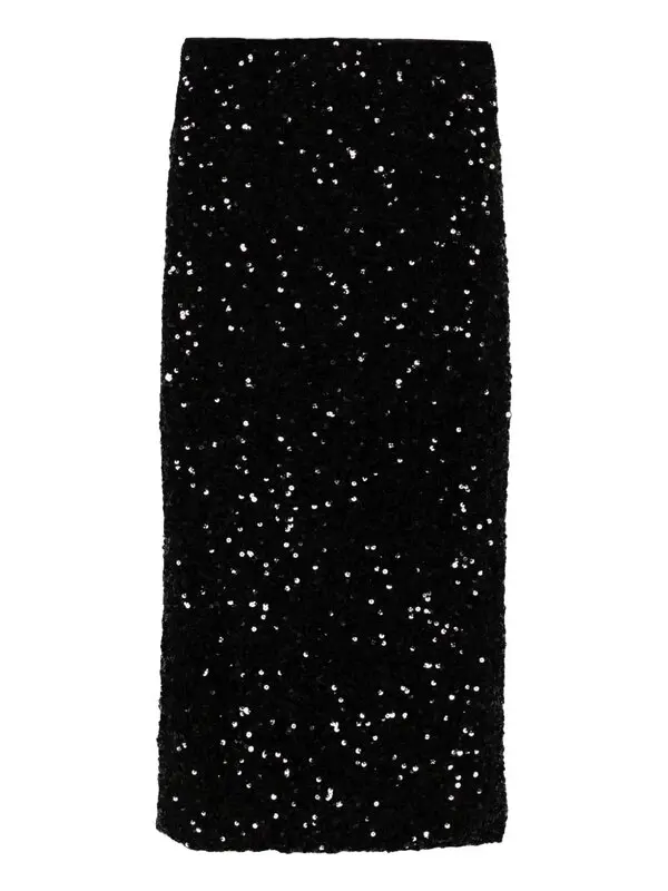ROTATE BY BIRGER CHRISTENSEN Sequined Midi Skirt - Black