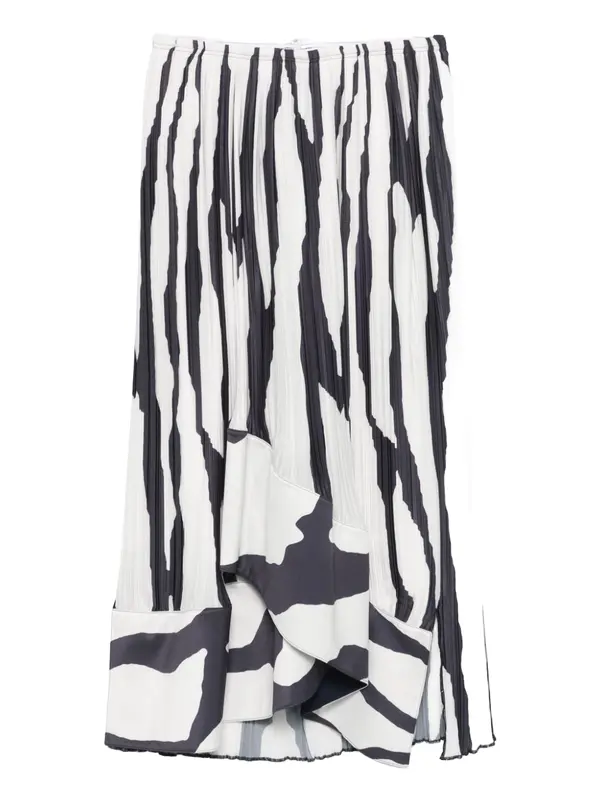 LANVIN Zebra-print Pleated Midi Skirt - White
