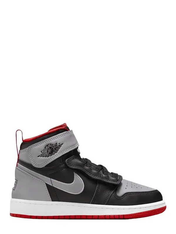 JORDAN 1 Hi Flyease Fire Red Sneakers - Black/cement Grey/white