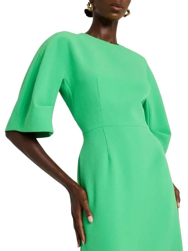 Rickie Freeman For Teri Jon Elbow-sleeve Crepe Column Gown - Lime