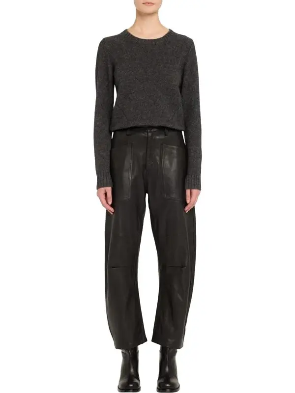 NILI LOTAN Shon Barrel Leather Pants - Black
