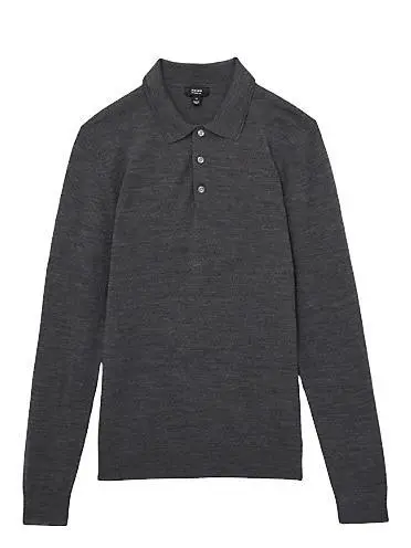 REISS Trafford Polo-collar Slim-fit Wool Jumper - Derby Grey Marl