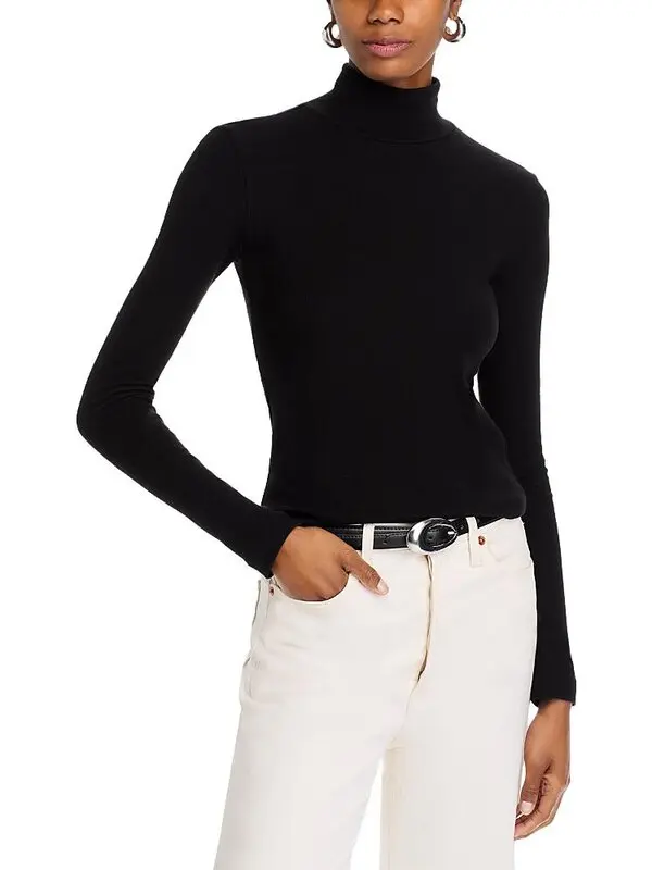 Velvet By Graham & Spencer Long Sleeve Mock Neck Top - Black