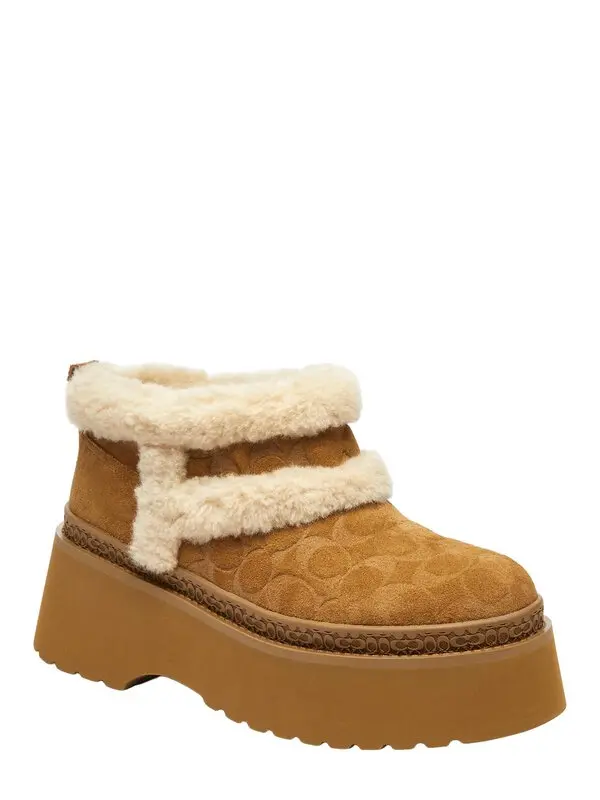 COACH Christina Bootie In Signature Suede - Tobacco